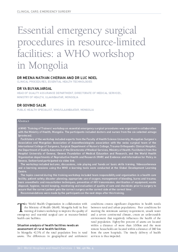 (PDF) Essential emergency surgical, procedures in resource-limited ...
