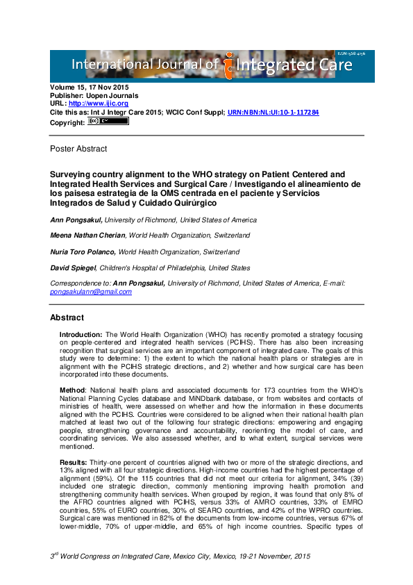 (PDF) Surveying country alignment to the WHO strategy on Patient ...