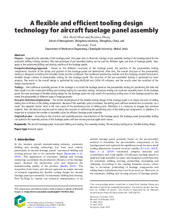 (PDF) A flexible and efficient tooling design technology for aircraft ...
