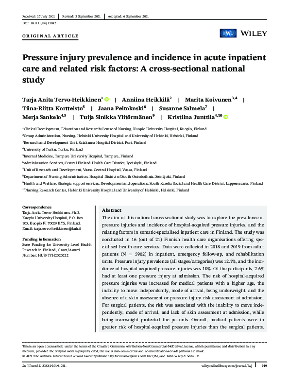(PDF) Pressure injury prevalence and incidence in acute inpatient care ...