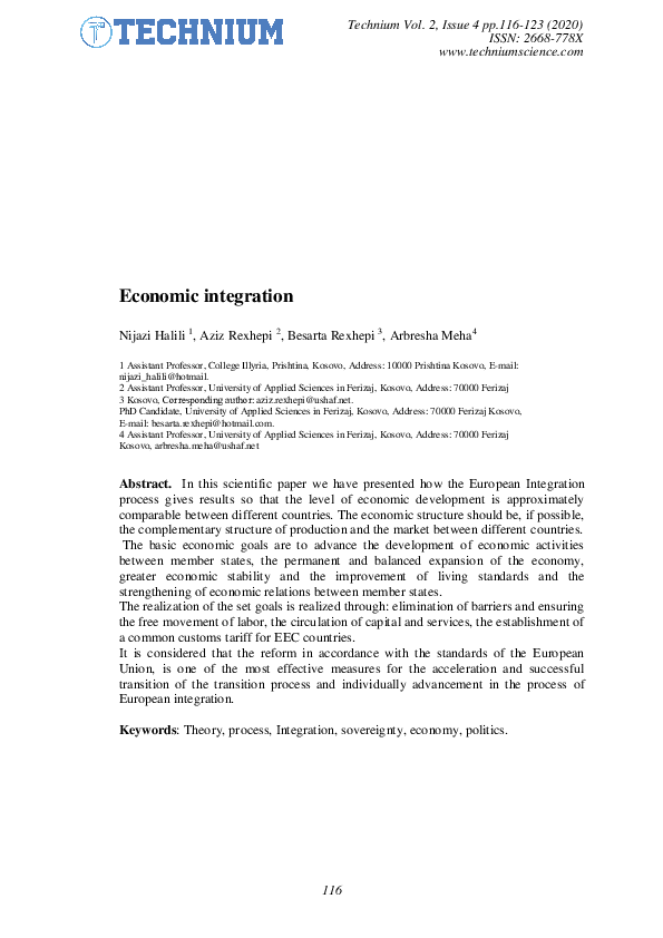 (PDF) Economic integration