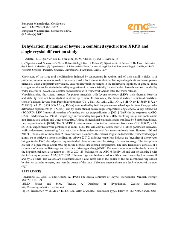 (PDF) Dehydration dynamics of levyne: a combined synchrotron XRPD and ...
