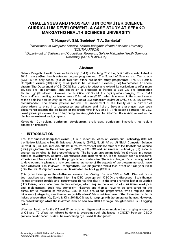 (PDF) Challenges and Prospects in Computer Science Curriculum ...