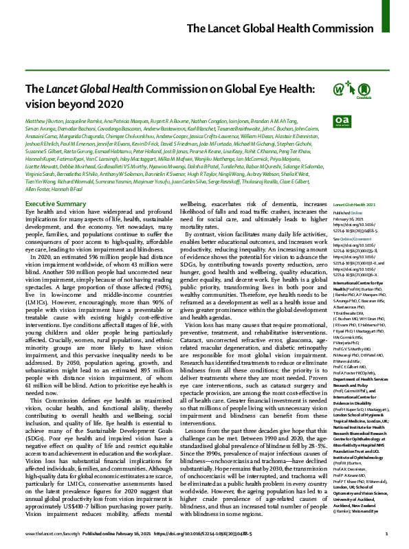 (PDF) The Lancet Global Health Commission on Global Eye Health: vision ...