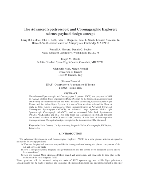 (PDF) Advanced spectroscopic and coronographic explorer: science ...