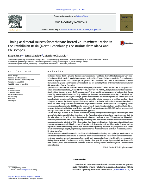 (PDF) Timing and metal sources for carbonate-hosted Zn-Pb ...