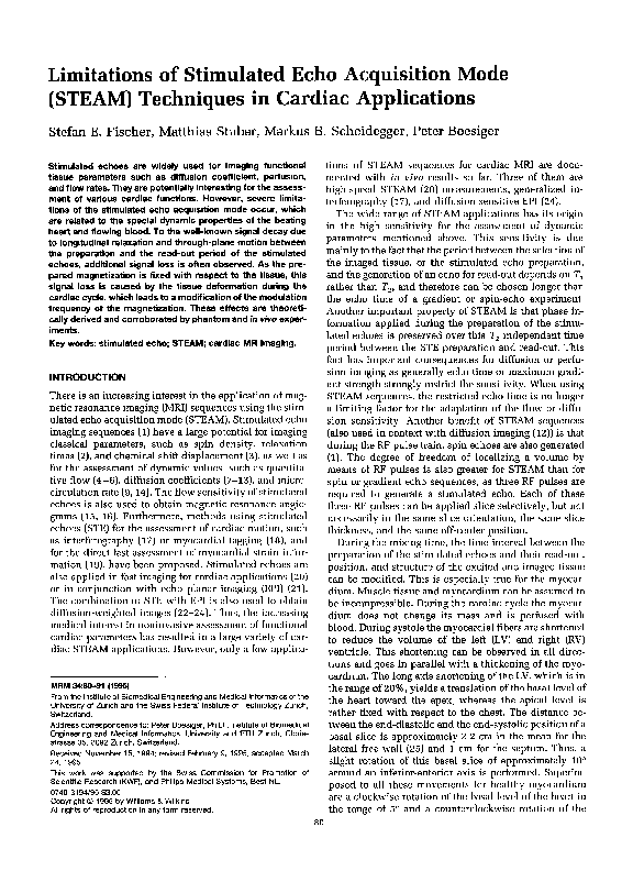(PDF) Limitations of stimulated echo acquisition mode (steam) techniques in cardiac applications