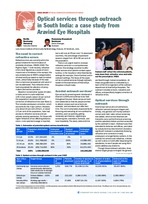 (PDF) Optical services through outreach in South India: a case study ...