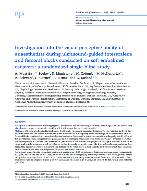 (PDF) Investigation into the visual perceptive ability of anaesthetists ...