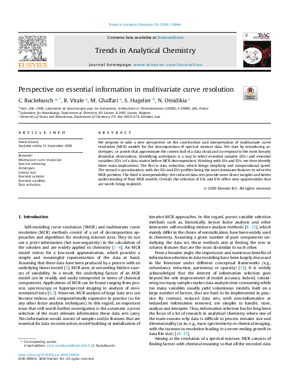 (PDF) Perspective on essential information in multivariate curve resolution