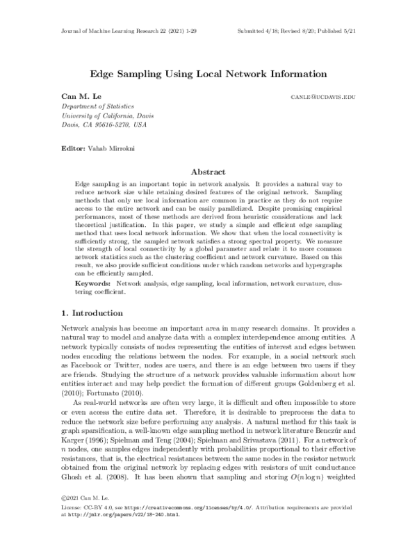 (PDF) Edge Sampling Using Local Network Information