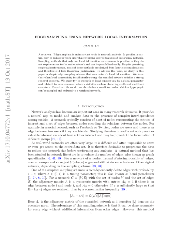 (PDF) Edge sampling using network local information