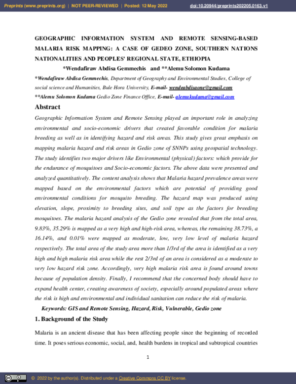 (PDF) Geographic Information System and Remote Sensing-Based Malaria ...