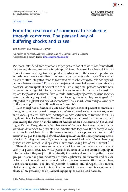 (PDF) From the resilience of commons to resilience through commons. The ...