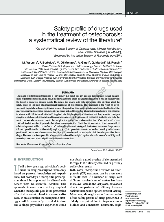 (PDF) Safety profile of drugs used in the treatment of osteoporosis: A ...