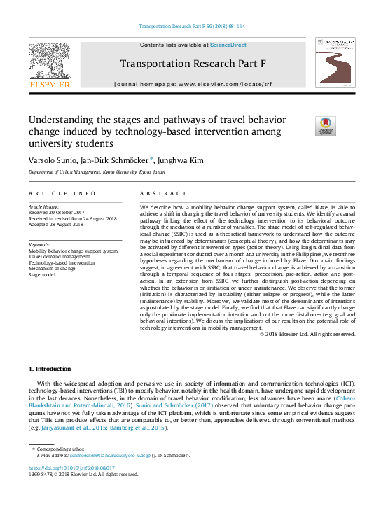 (PDF) Understanding the stages and pathways of travel behavior change ...