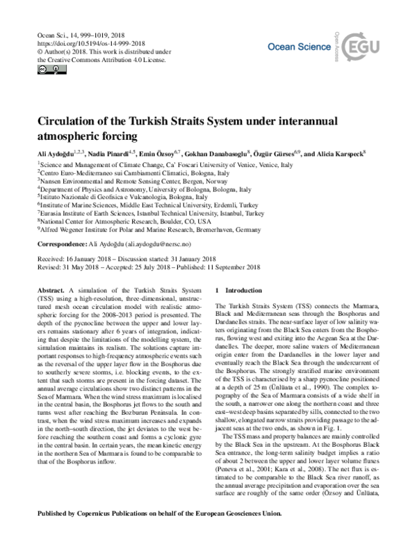 (PDF) Circulation of the Turkish Straits System under interannual ...
