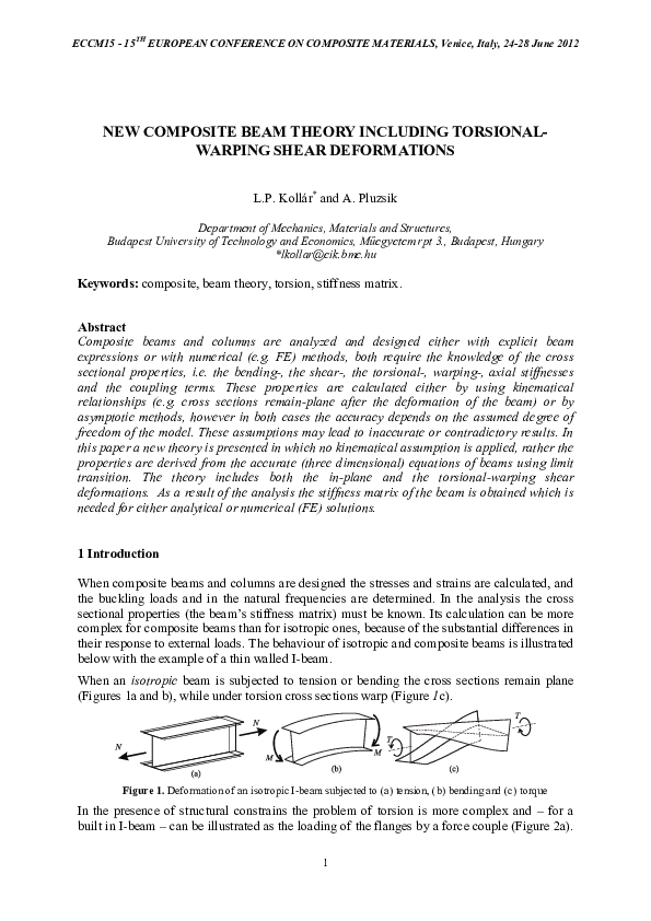 (PDF) New composite beam theory including torsional-warping shear ...