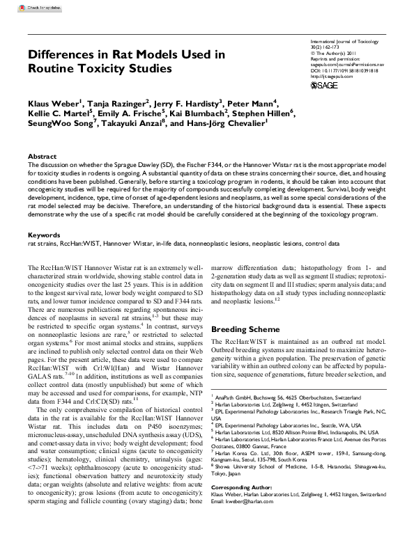 (PDF) Differences in Rat Models Used in Routine Toxicity Studies