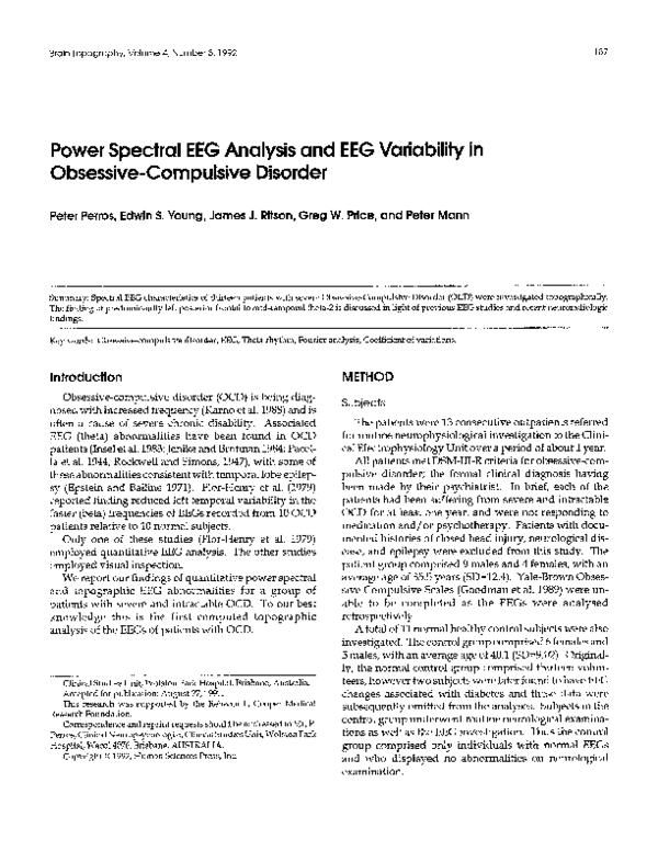 (PDF) Power spectral EEG analysis and EEG variability in obsessive ...