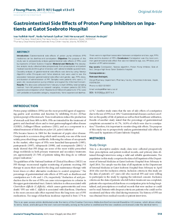 (PDF) Gastrointestinal Side Effects of Proton Pump Inhibitors on ...