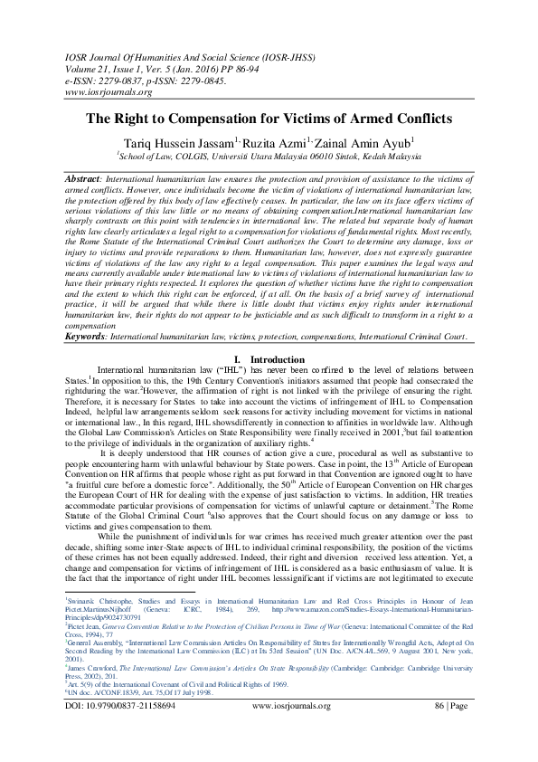 (PDF) The Right to Compensation for Victims of Armed Conflicts