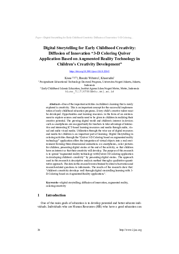 (PDF) Digital Storytelling for Early Childhood Creativity: Diffusion of ...