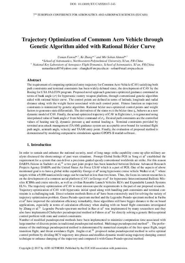 (PDF) Trajectory Optmization of Commom Aero Vehicle through Genetic ...