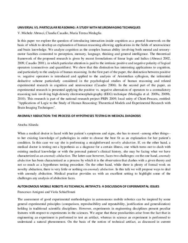 (PDF) Universal vs. particular reasoning: a study with neuroimaging ...