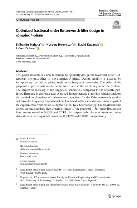 (PDF) Optimized fractional-order Butterworth filter design in complex F ...