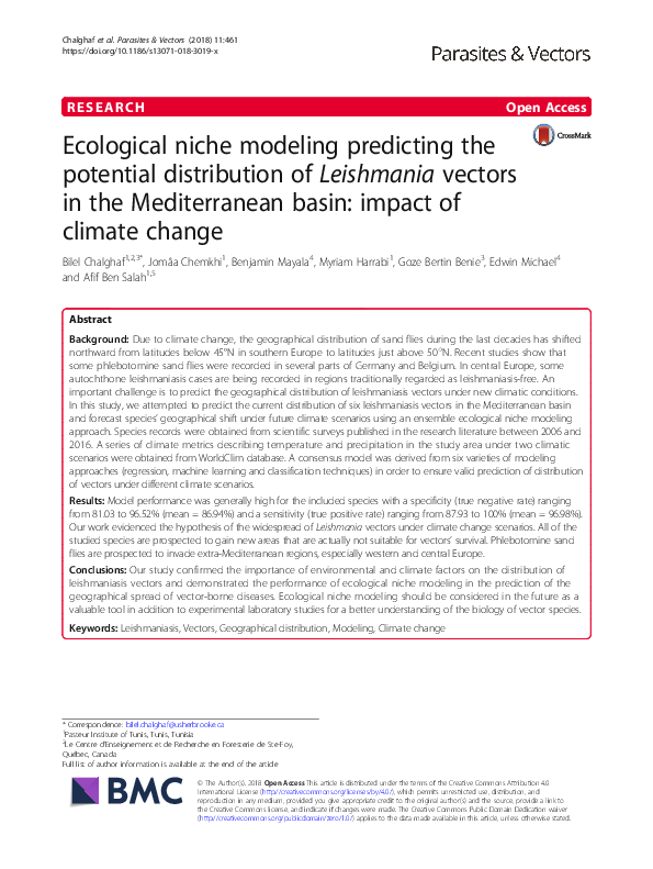 (PDF) Ecological niche modeling predicting the potential distribution of Leishmania vectors in ...