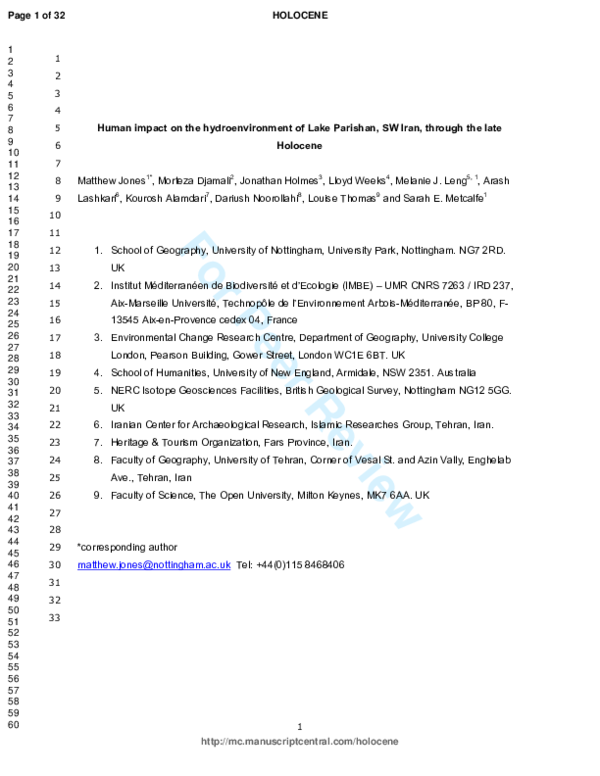 (PDF) Human impact on the hydroenvironment of Lake Parishan, SW Iran ...