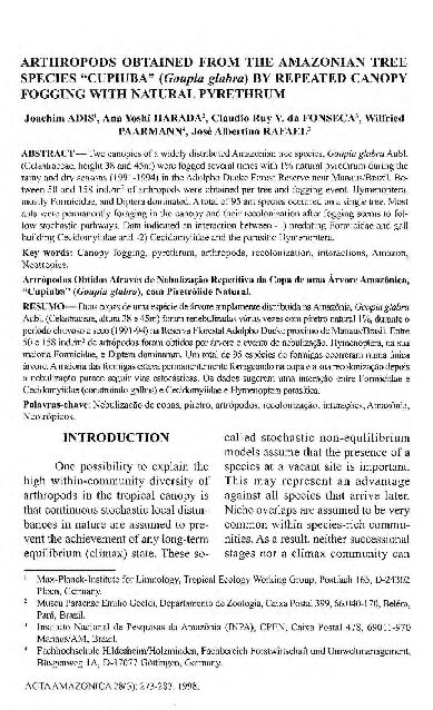 (PDF) Arthropods obtained from the Amazonian tree species "Cupiuba ...