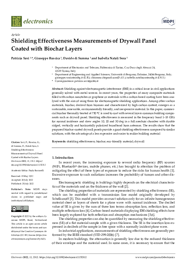 (PDF) Shielding Effectiveness Measurements of Drywall Panel Coated with ...