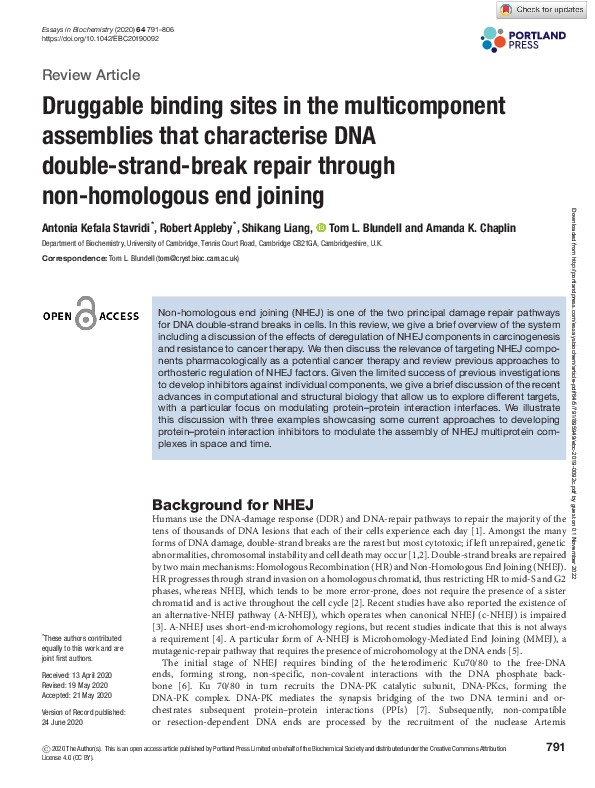 (PDF) Druggable binding sites in the multicomponent assemblies that ...