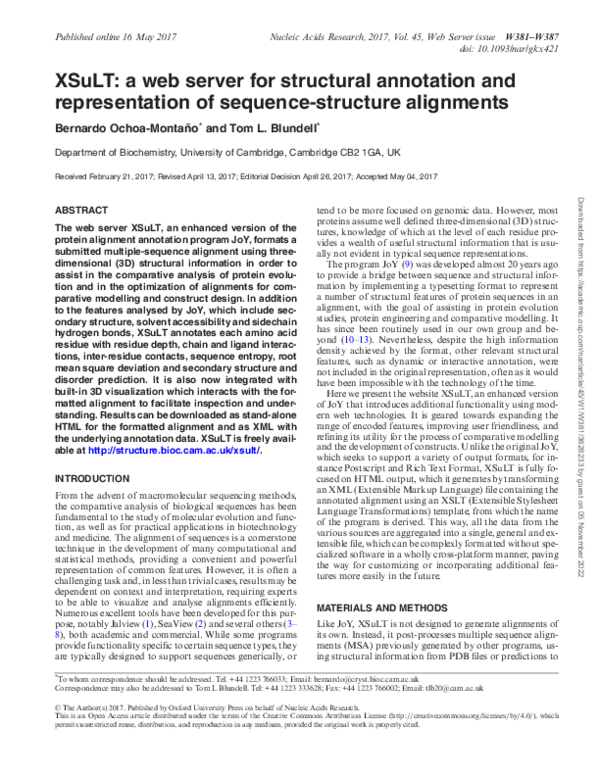 (PDF) XSuLT: a web server for structural annotation and representation of sequence-structure ...