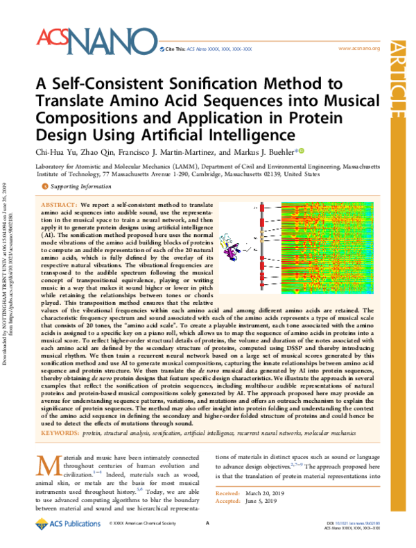 (PDF) A Self-Consistent Sonification Method to Translate Amino Acid Sequences into Musical ...