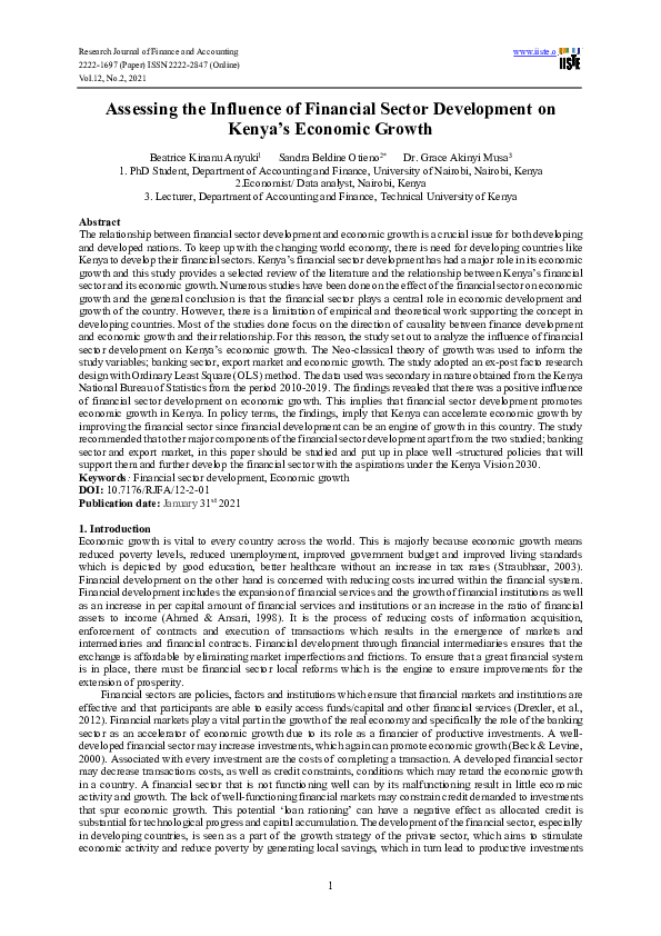 (PDF) Assessing the Influence of Financial Sector Development on Kenya ...