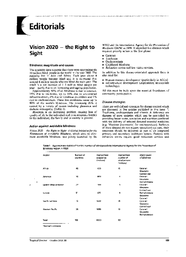 (PDF) Vision 2020 — the Right to Sight