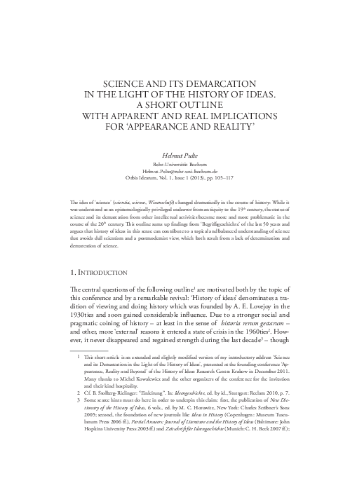 (PDF) Science and its demarcation in the light of the history of ideas ...