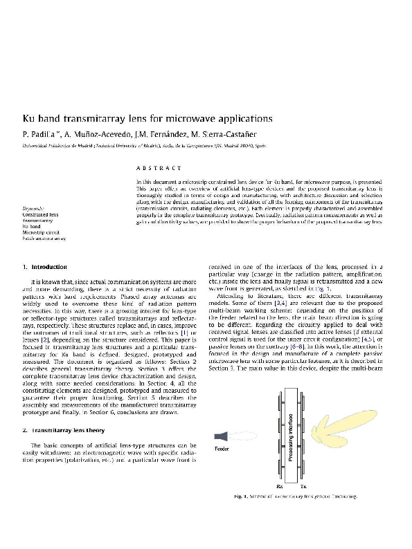 (PDF) Ku band transmitarray lens for microwave applications