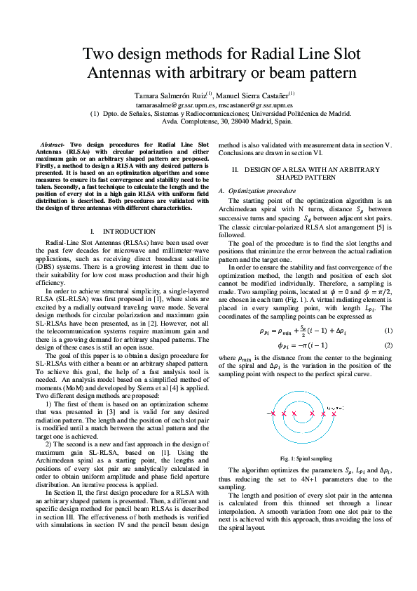 (PDF) Two design methods for radial line slot antennas with arbitrary or beam pattern