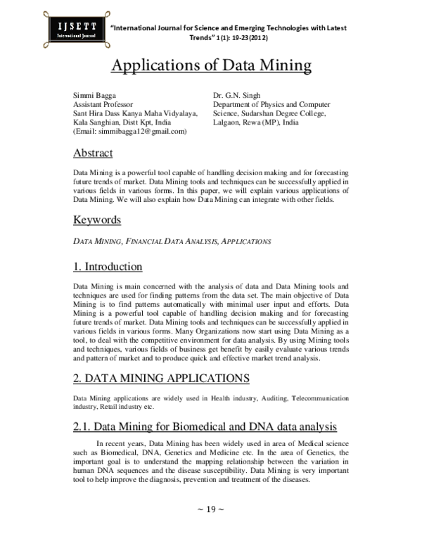 Pdf Applications Of Data Mining 4152