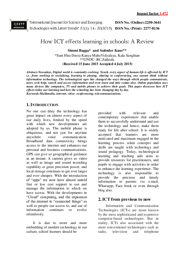 (PDF) International Journal for Science and Emerging How ICT effects ...