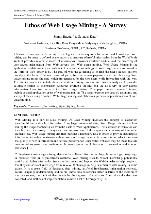 (PDF) Ethos of Web Usage Mining-A Survey