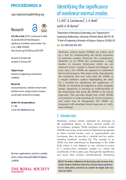 (PDF) Identifying the significance of nonlinear normal modes