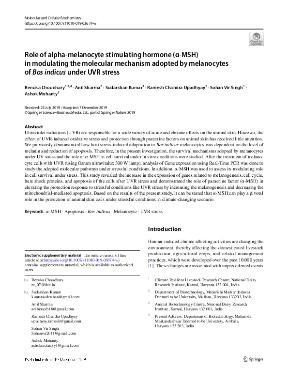 (PDF) Role of alpha-melanocyte stimulating hormone (α-MSH) in ...