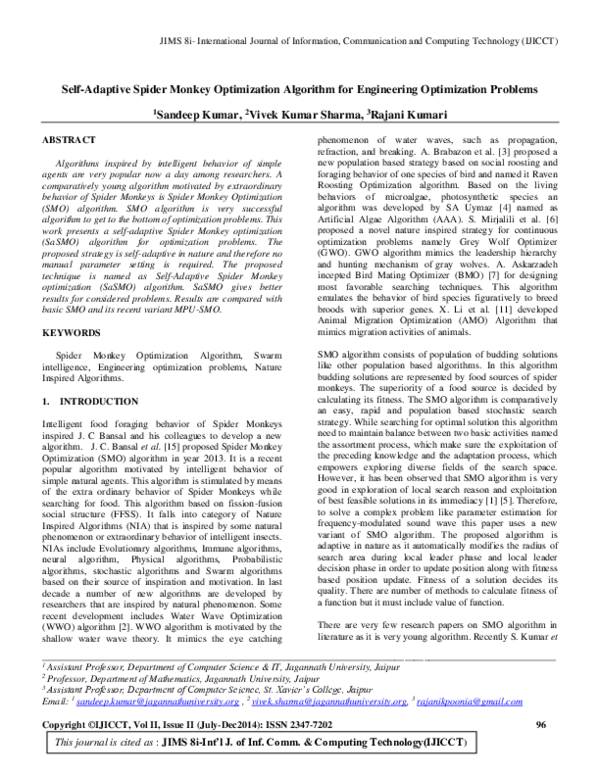 (PDF) Self-Adaptive Spider Monkey Optimization Algorithm for Engineering Optimization Problems
