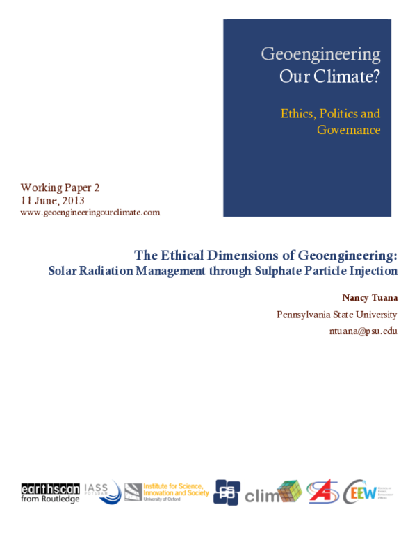 (PDF) The ethical dimensions of geoengineering