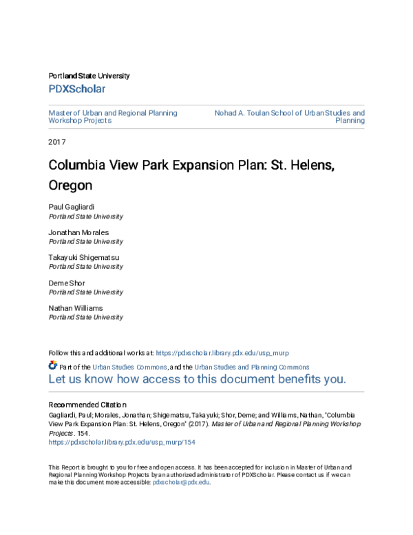 (PDF) Columbia View Park Expansion Plan: St. Helens, Oregon